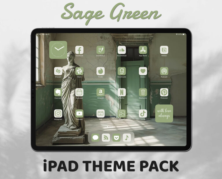 Sage Green App Icons - Sage Green iPad Theme - Pinicon Studio