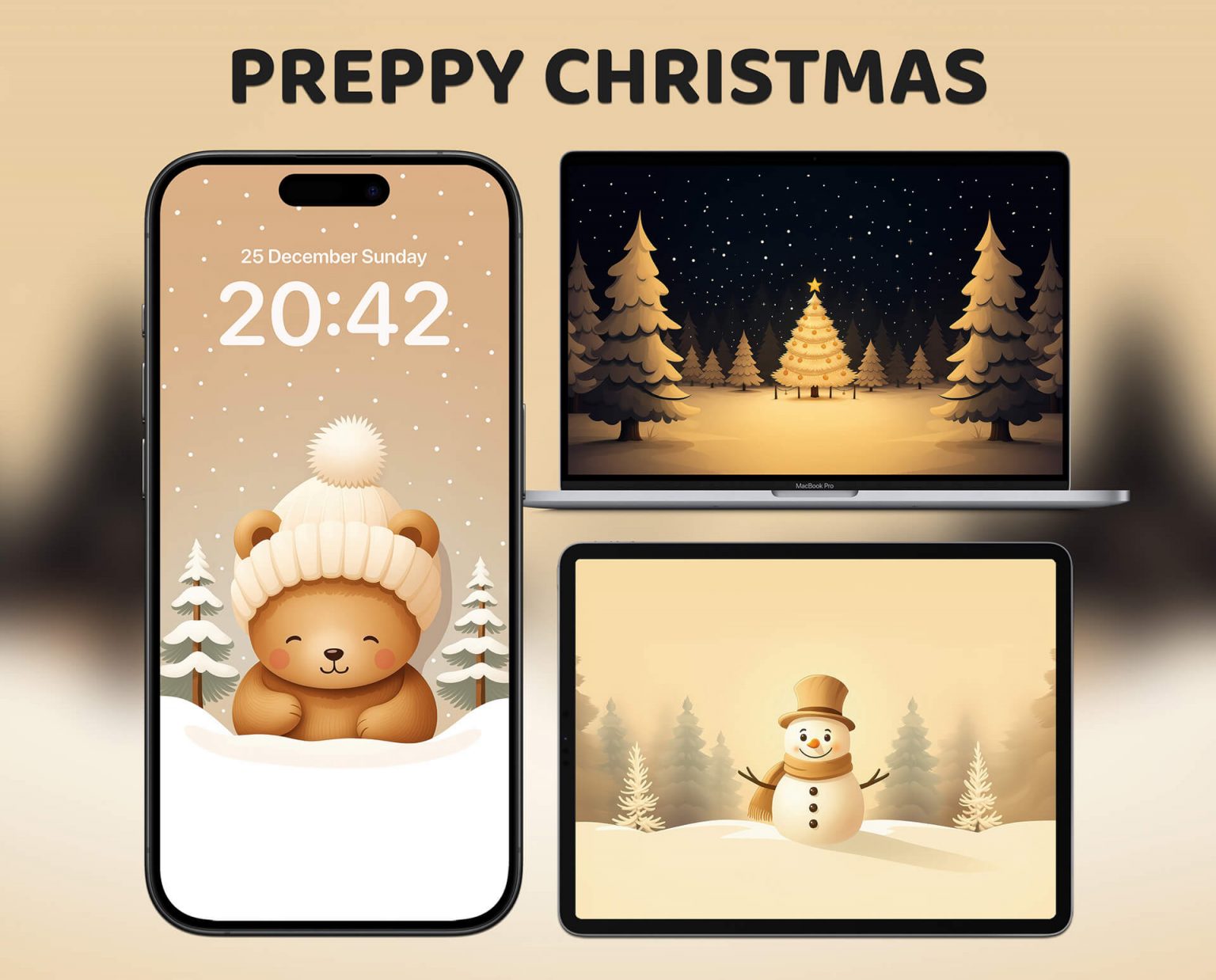 16 Preppy Christmas Wallpapers - Snowy Backgrounds - Pinicon Studio