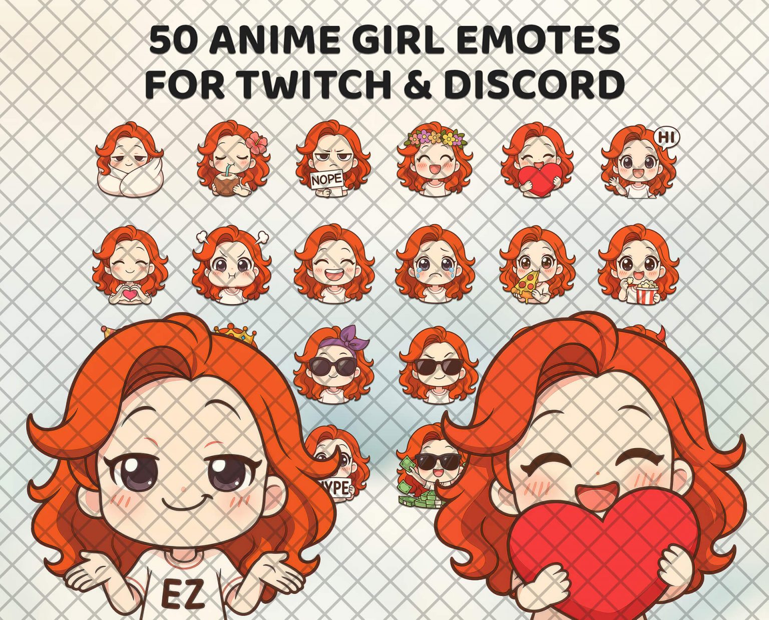 50 Kawaii Cat Emotes for Twitch & Discord - Pinicon Studio